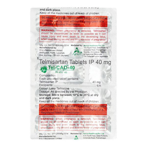TEL CAD 40 Tablet 15's : Price, Uses, Side Effects | Netmeds