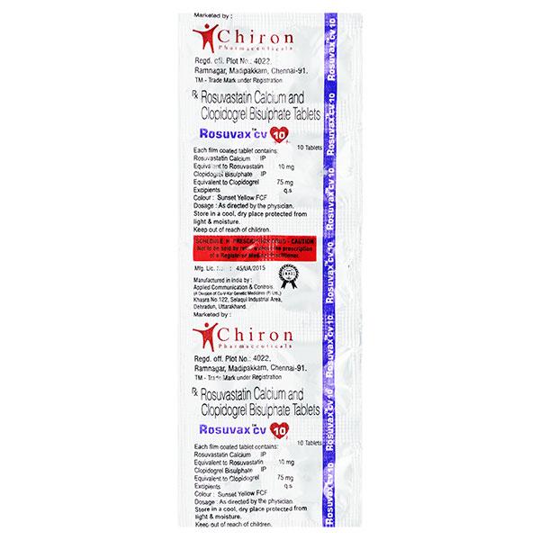 ROSUVAX CV 10 Tablet 10's Price, Uses, Side effects, Substitutes | Netmeds