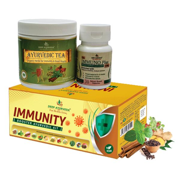 Deep Ayurveda Ayurvedic Immunity Kit (Ayurvedic Tea + Immuno Plus ...