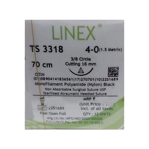 Dolphin Linex Monofilament Ployamide Nylon Suture (TS 3318) (4-0) (70 ...