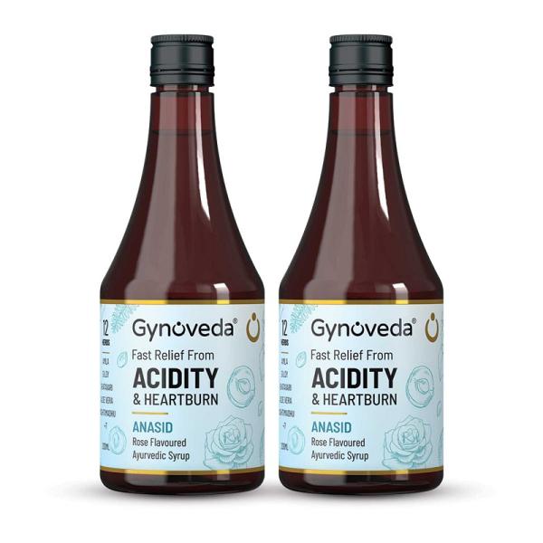 Buy Gynoveda Ayurvedic Acidity & Heartburn Anasid Syrup - Rose (Pack of ...