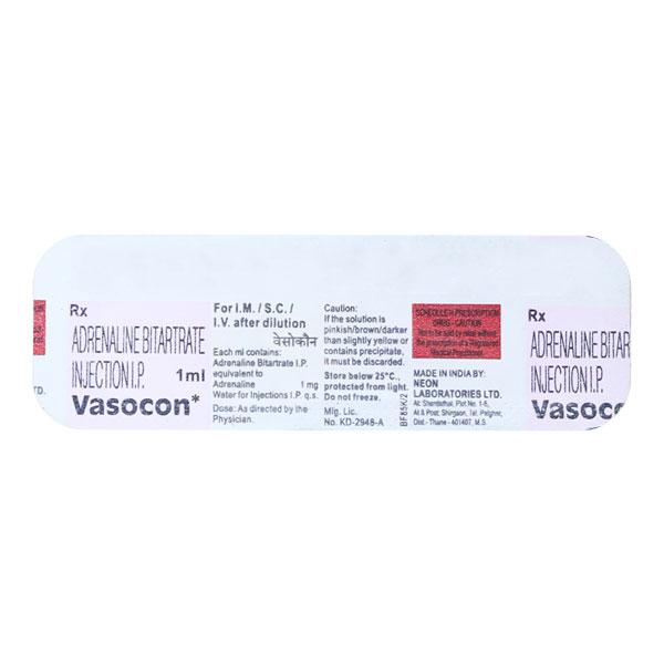 Buy Vasocon Injection 1ml Online at Upto 25% OFF | Netmeds