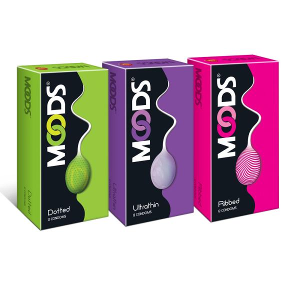 Buy Moods Condoms Combo - Dotted + Ultrathin + Ribbed (Pack of 12's ...
