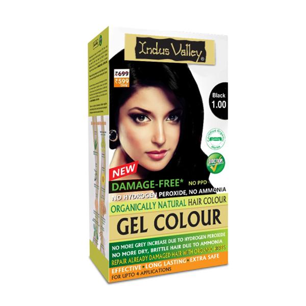 Indus Valley Organically Natural Gel Hair Colour Powder - Black 220 gm ...
