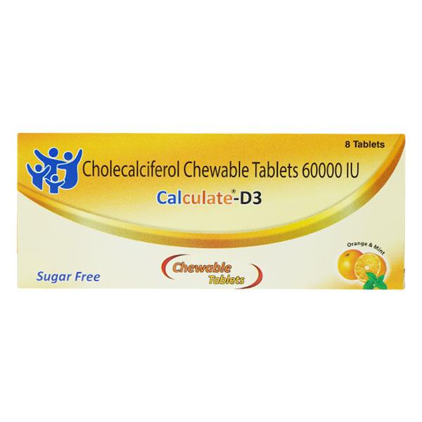 CALCULATE D3 ORANGE & MINT FLAVOUR SUGAR FREE Chewable Tablet 8's