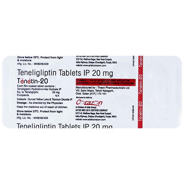 Buy TENETIN 20 Tablet 10's Online at Upto 25% OFF | Netmeds
