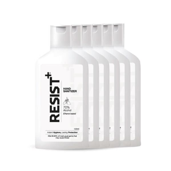 RESIST+ Hand Sanitizer 70% Alcohol Ethanol Based (Pack of 6 X 120 ml) 1 ...