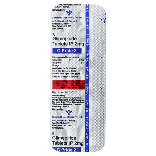 GPRIDE 2mg Tablet 10's : Price, Uses, Side Effects | Netmeds