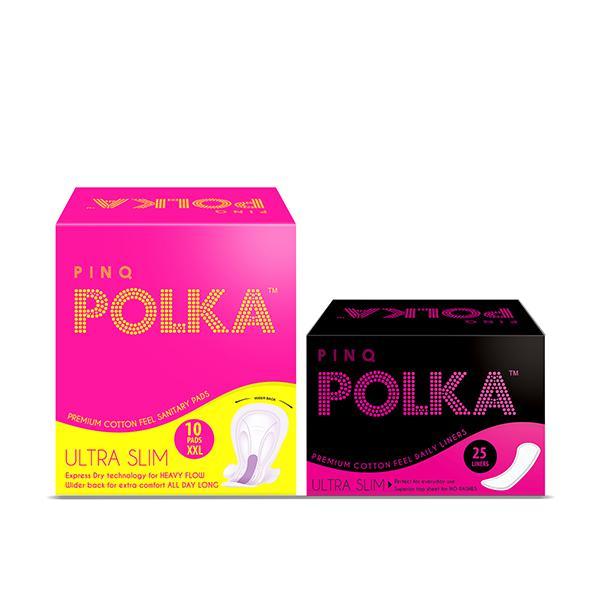 Pinq Polka Combo (Daily Liners + Premium Ultra Slim XXL Sanitary Pads)