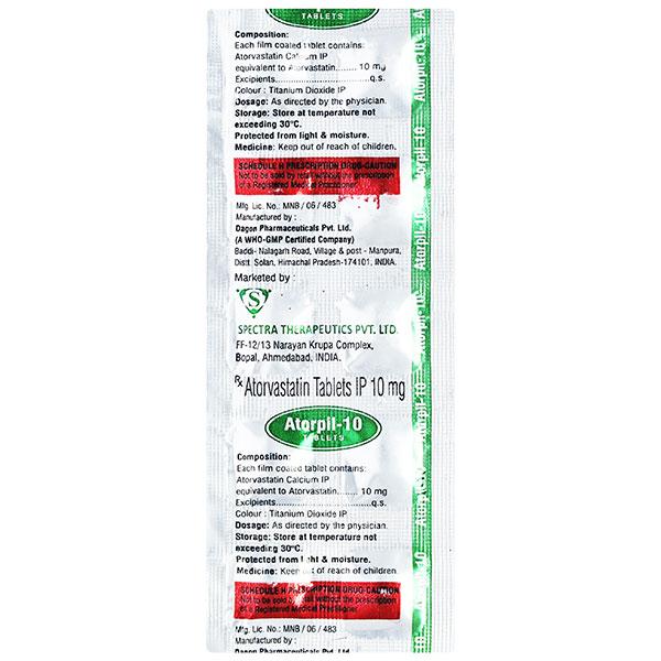 Buy ATORPIL 10mg Tablet 10's Online at Upto 25% OFF | Netmeds
