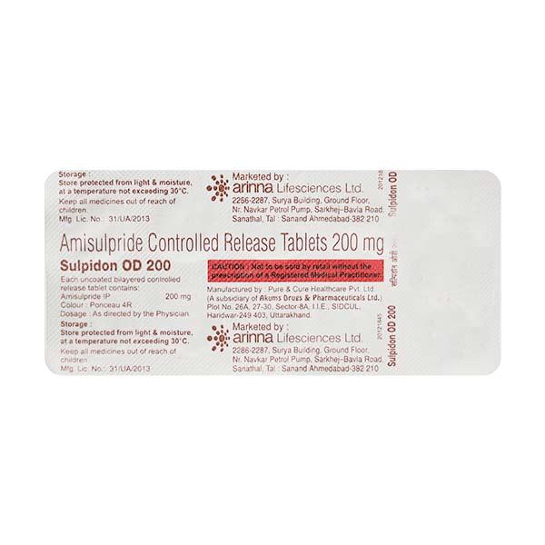 Buy Sulpidon OD 200mg Tablet 10'S Online at Upto 25% OFF | Netmeds