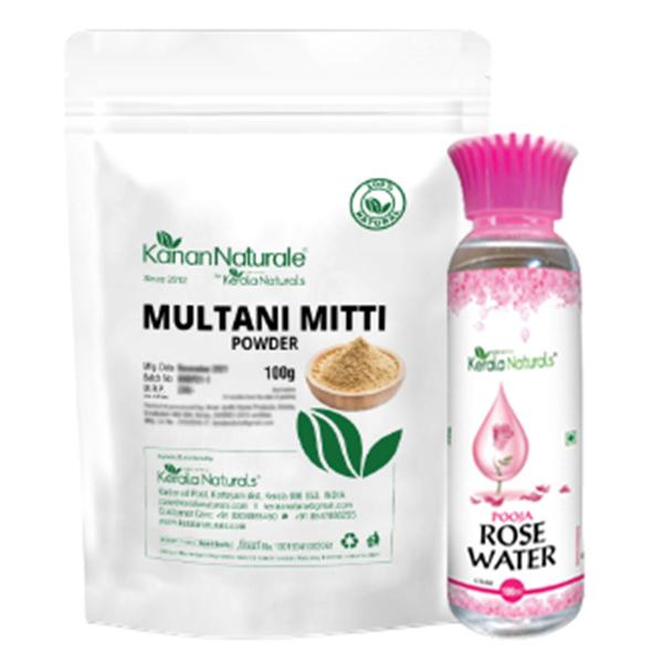 Kerala Naturals Multani Mitti Powder 100 gm + Rose Water 100 ml 1's ...
