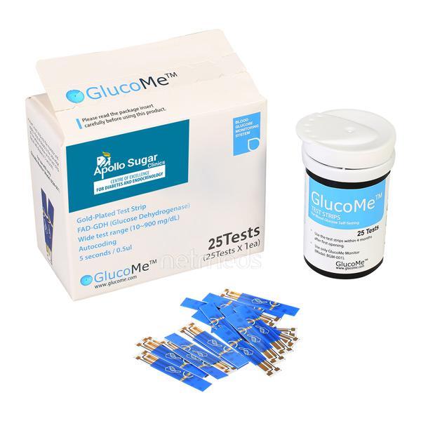 Apollo Sugar Glucome Test Strip 25's online at best price-Blood Glucose ...