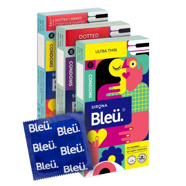 Buy Bleu Ultra Thin 8's +Bleu Dotted 8's + Bleu 3 in 1 Dotted Ripped ...