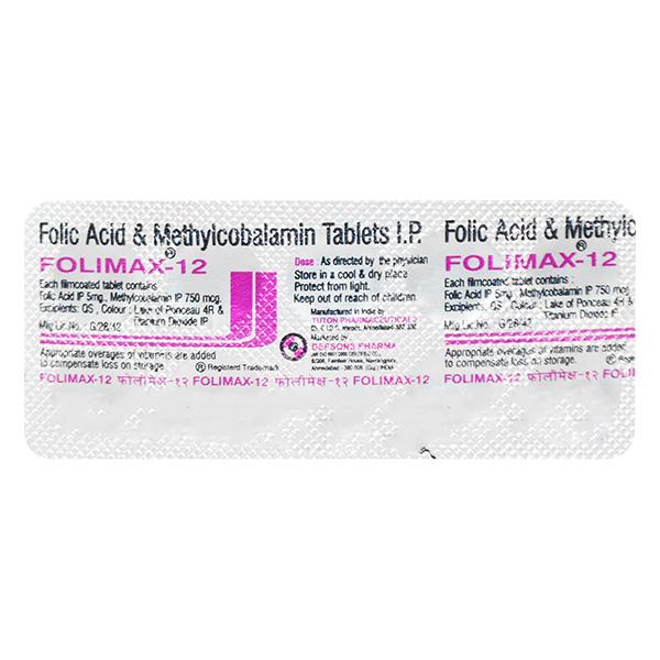 Buy FOLIMAX 12 Tablet 10's Online at Upto 25% OFF | Netmeds