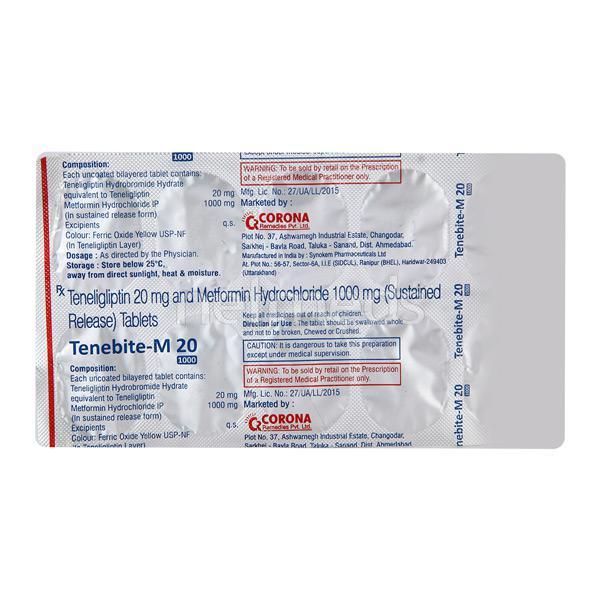 Tenebite M 20/1000mg Tablet 10'S Price, Uses, Side effects, Substitutes ...