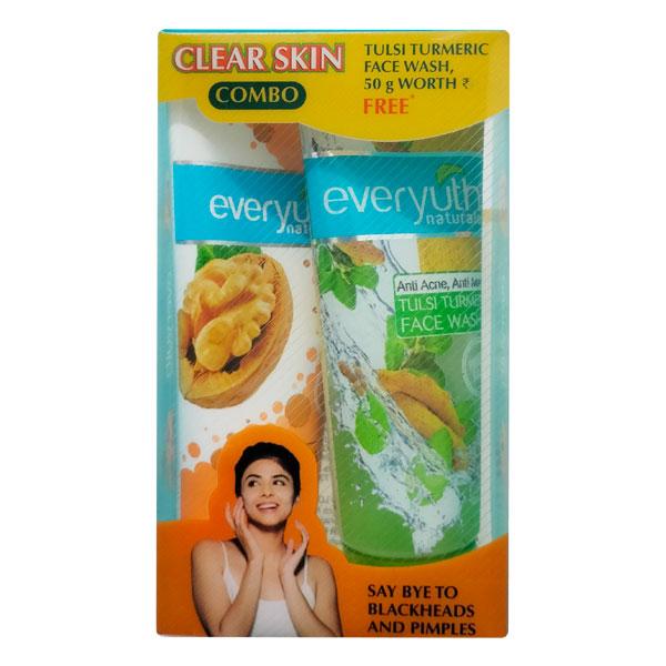 Everyuth Clear Skin Combo (Walnut Face Scrub 50 gm + Free Tulsi ...