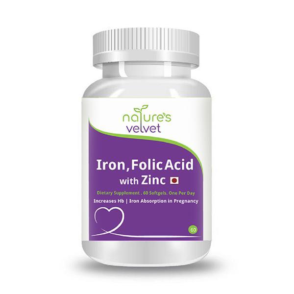 Natures Velvet Iron & Folic Acid with Zinc Softgels 60's