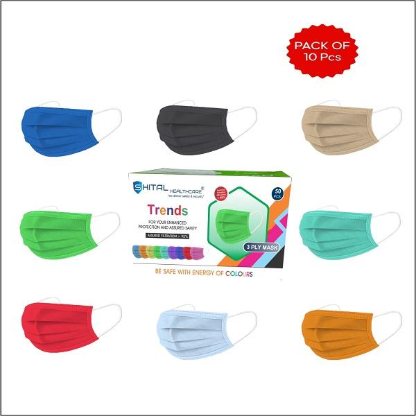 Buy Status Surgical 3-Ply Face Mask with Nose Pin - Trends (Pack of 10 ...