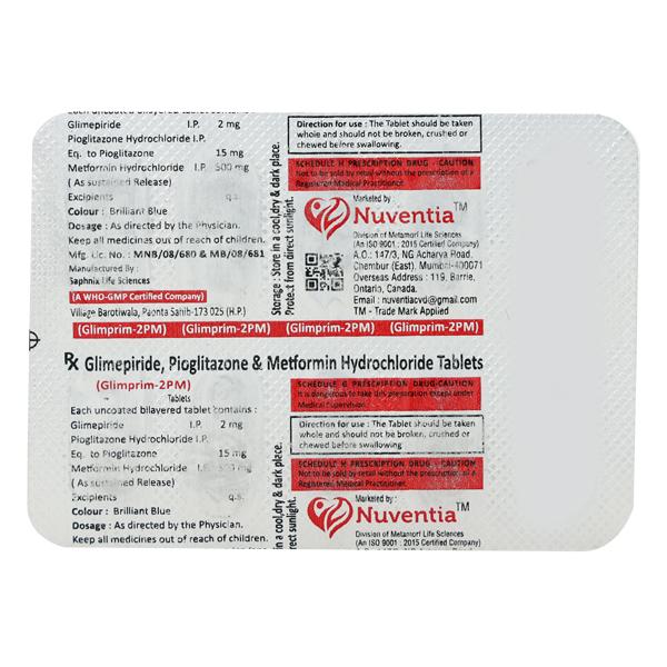 GLIMPRIM 2 PM Tablet 10's Price, Uses, Side effects, Substitutes | Netmeds