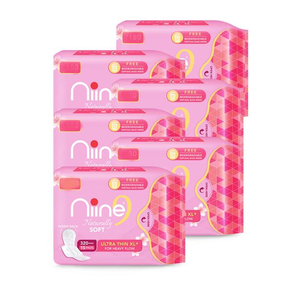 Niine Naturally Soft Sanitary Pads with Biodegradable Disposal Bags ...