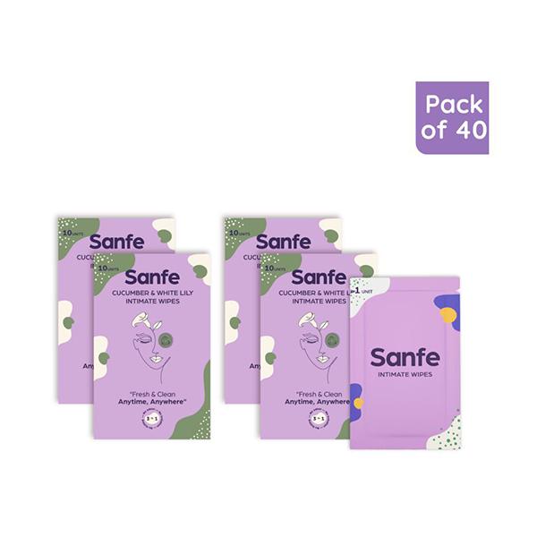 Buy Sanfe 3 IN 1 Intimate Wipes - Cucumber & White Lily (Pack of 40 ...