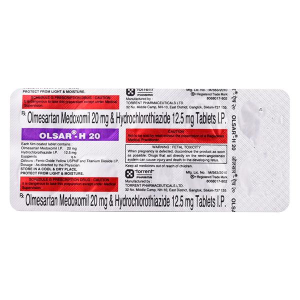 Olsar H 20mg Tablet 10'S : Price, Uses, Side Effects | Netmeds
