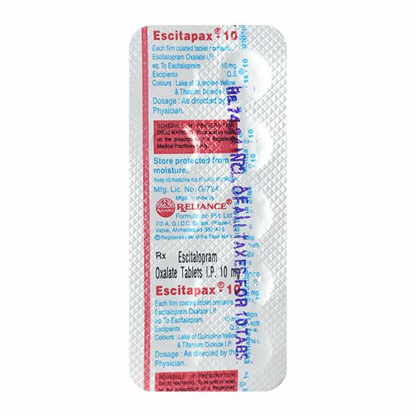 Escitapax 10mg Tablet 10'S : Price, Uses, Side Effects | Netmeds