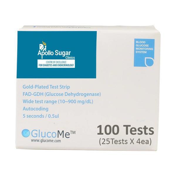 Buy Apollo Sugar Glucome Test Strip 100's online at best price-Blood ...
