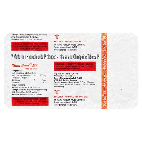 Buy GLIMIGEM M 2/500mg Tablet 10's Online at Upto 25% OFF | Netmeds
