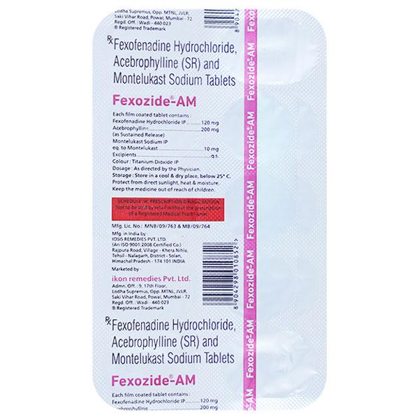 Buy FEXOZIDE AM Tablet 10's Online at Upto 25% OFF | Netmeds