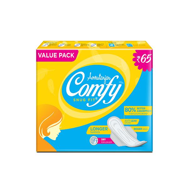 Amrutanjan Comfy Snug Fit Sanitary Pads - Value Pack 18's Online at ...