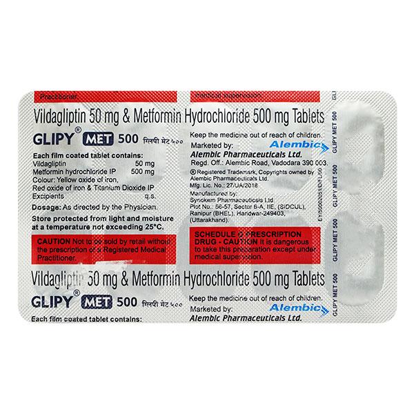 GLIPY MET 500mg Tablet 10's : Price, Uses, Side Effects | Netmeds