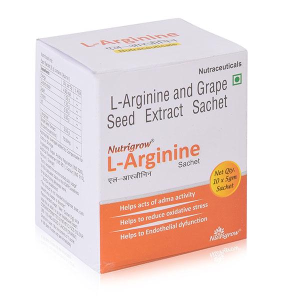 Buy Nutrigrow L-Arginine Sachet (Pack of 10 x 5 gm) Online at ...