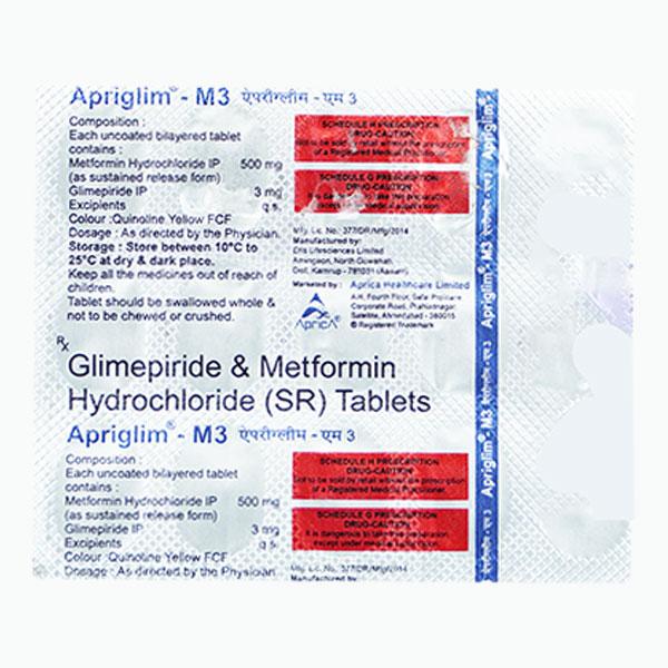Buy APRIGLIM M 3mg Tablet 15's Online at Upto 25% OFF | Netmeds