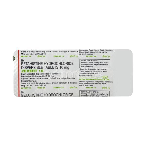 Zevert 16mg Tablet 10'S