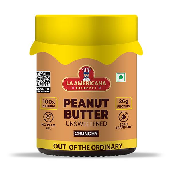 Buy La Americana Gourmet Peanut Unsweetened Butter - Crunchy 350 gm ...