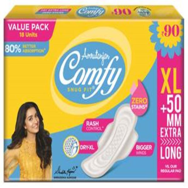 Buy Amrutanjan Comfy Snug Fit Sanitary Pads - Dry XL Value Pack 16's ...