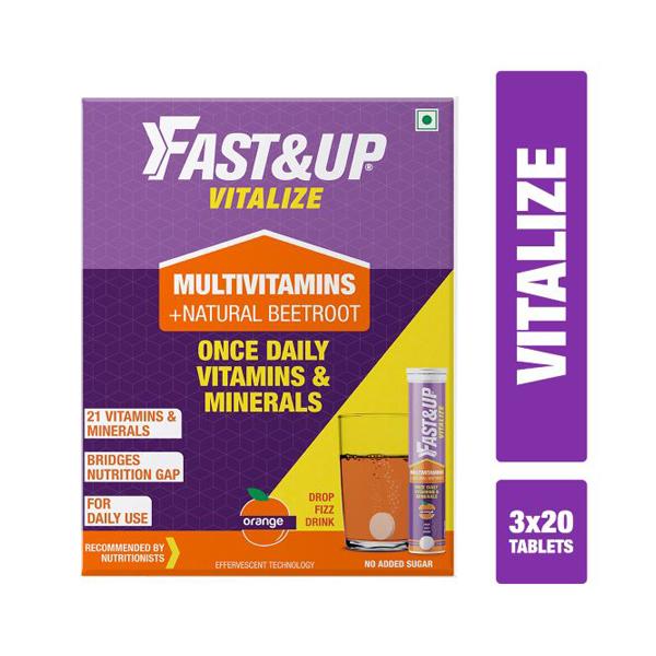 Fast&Up Vitalize Multivitamin Effervescent Tablet - Orange Flavour ...