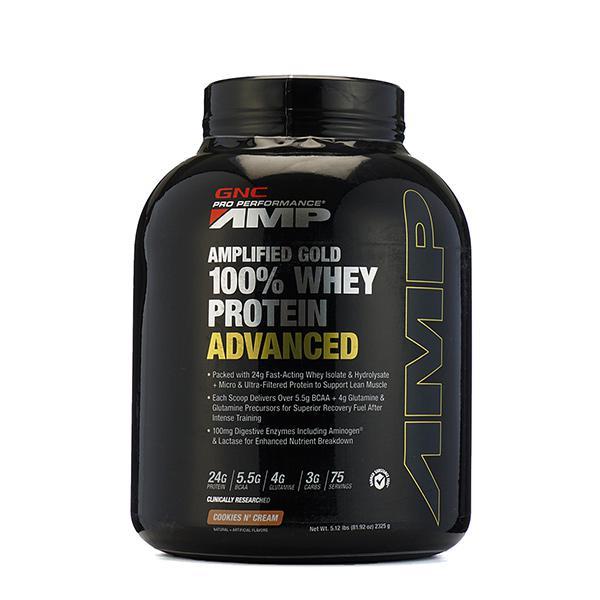 GNC PP 100% Whey Protein Powder Amp Gold - Cookies N Cream 5.12 lb ...