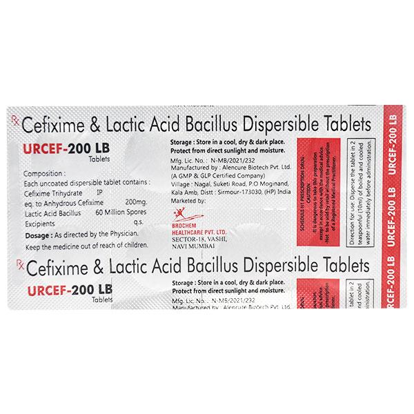 URCEF 200 LB Dispersible Tablet 10's Price, Uses, Side effects ...
