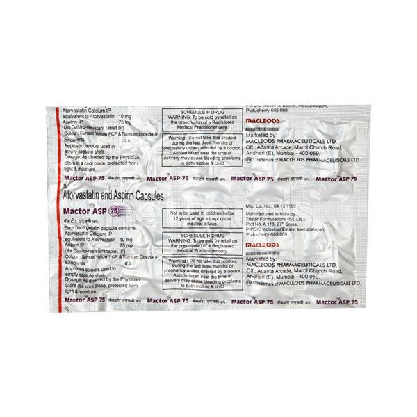 Mactor Asp 75mg Capsule 10'S - Buy Medicines online at Best Price from ...