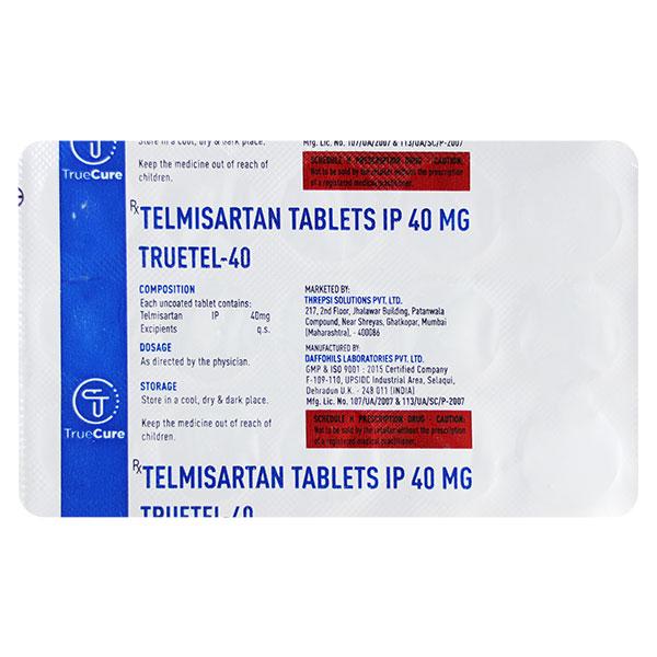 TRUETEL 40 Tablet 15's Price, Uses, Side effects, Substitutes | Netmeds