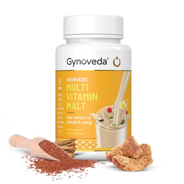 Gynoveda Ayurvedic Multi Vitamin Malt Powder - Ragi & Jaggery Chocolate ...