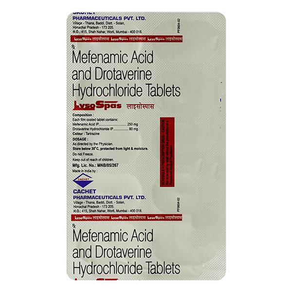 LYSOSPAS 80/250mg Tablet 10's Price, Uses, Side effects, Substitutes ...