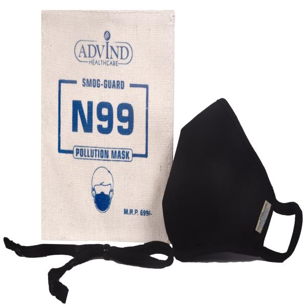 Buy Smog Guard N99 Face Mask Without Valve (L) - Black (Pack of 1 ...
