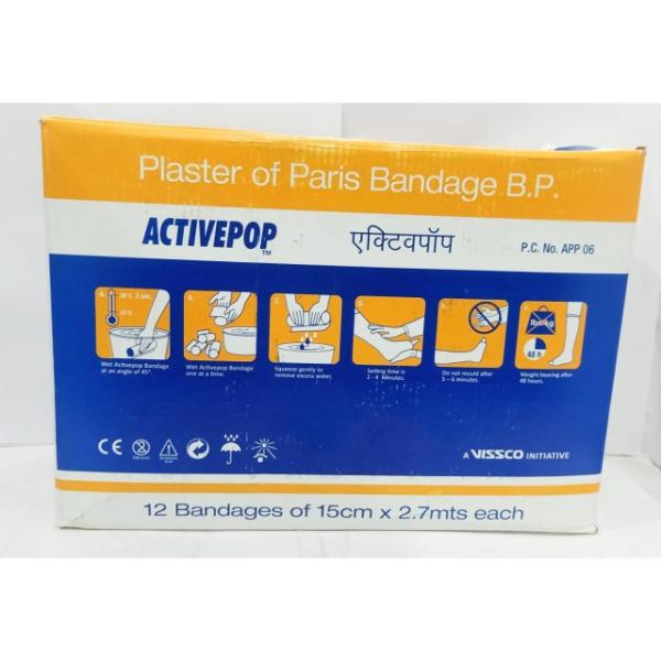 Vissco Activepop Plaster Of Bandage (15 Cm x 2.7 Mtr) 12 s Online at ...