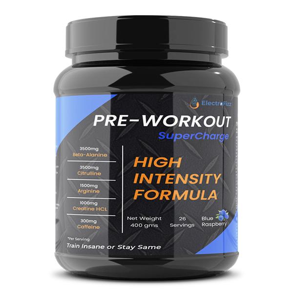 ElectroFizz Pre Workout Supercharge Powder - Blue Raspberry 400 gm