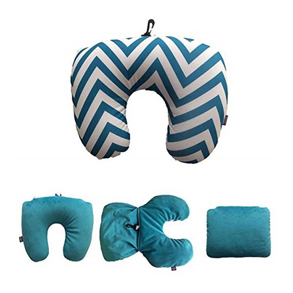 VIAGGI 2 in 1 Microbeads Convertible Neck Pillow- White & Blue Online ...
