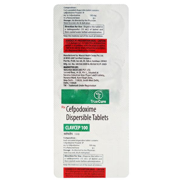 CLAVCEP 100 Dispersible Tablet 10's Price, Uses, Side effects ...